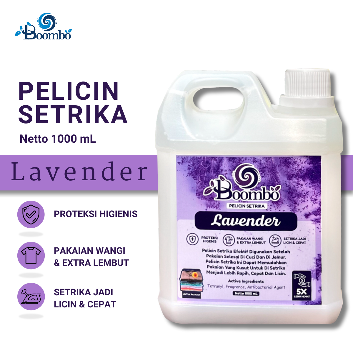 Pelicin Setrika Boombo Clean Anti Kusut Bebas Bakteri 1 Liter | Lazada ...