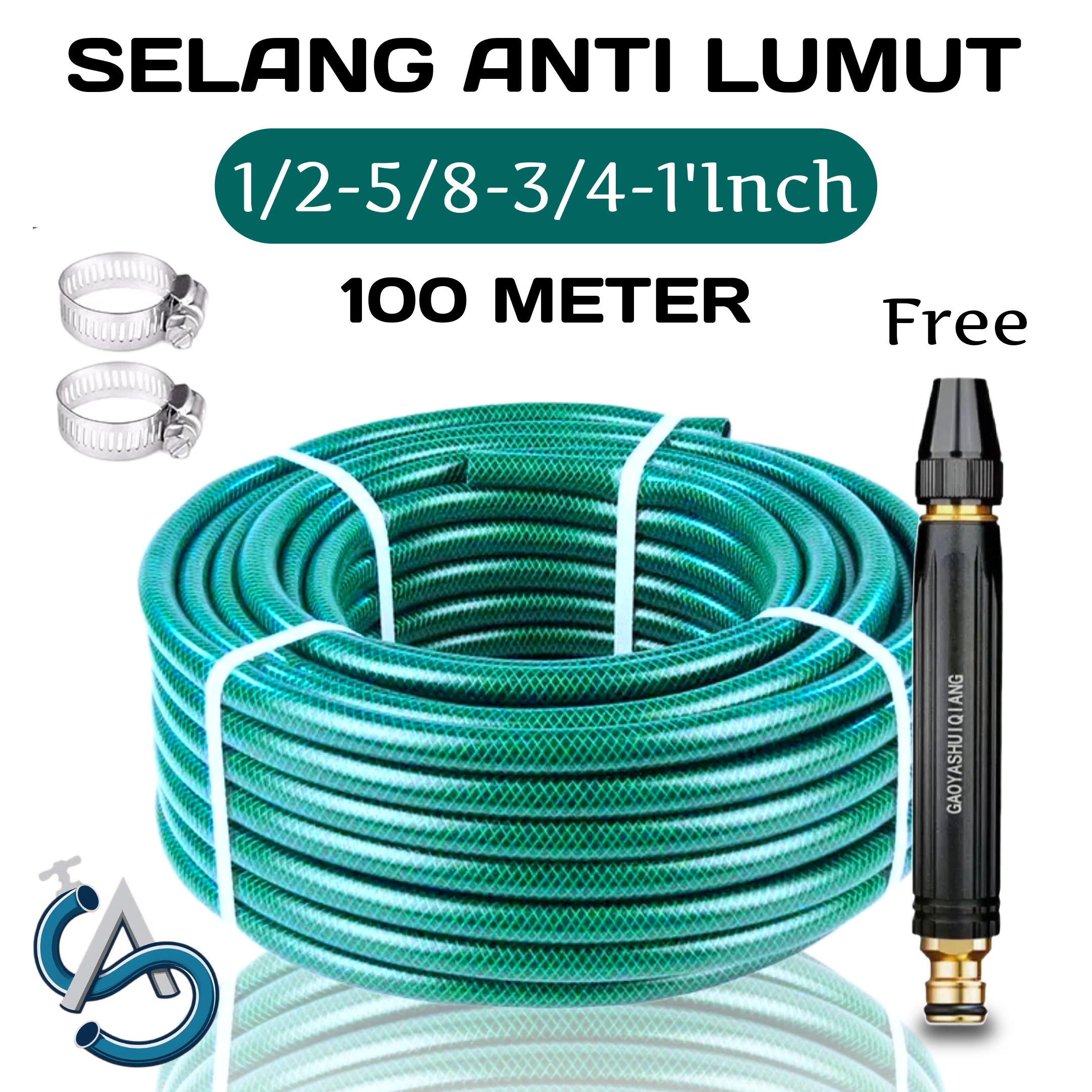 SELANG AIR 100 METER 1/2 5/8 3/4 DAN 1 INCH SERAT BENANG ANTI LUMUT DAN ...