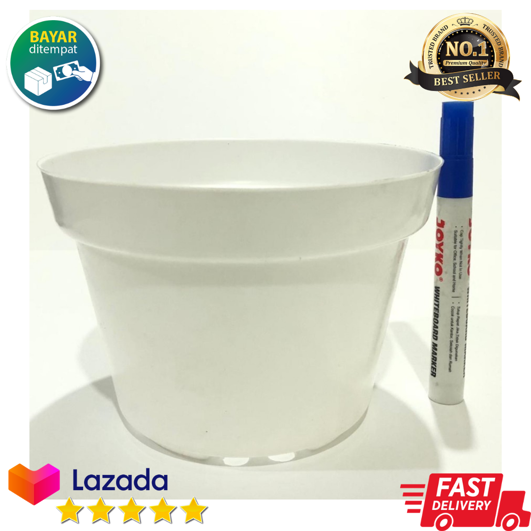 POT TANAMAN UKURAN 20 CM/POT 20 CM/POT PUTIH/ POT WARNA/POT TANAMAN PO ...