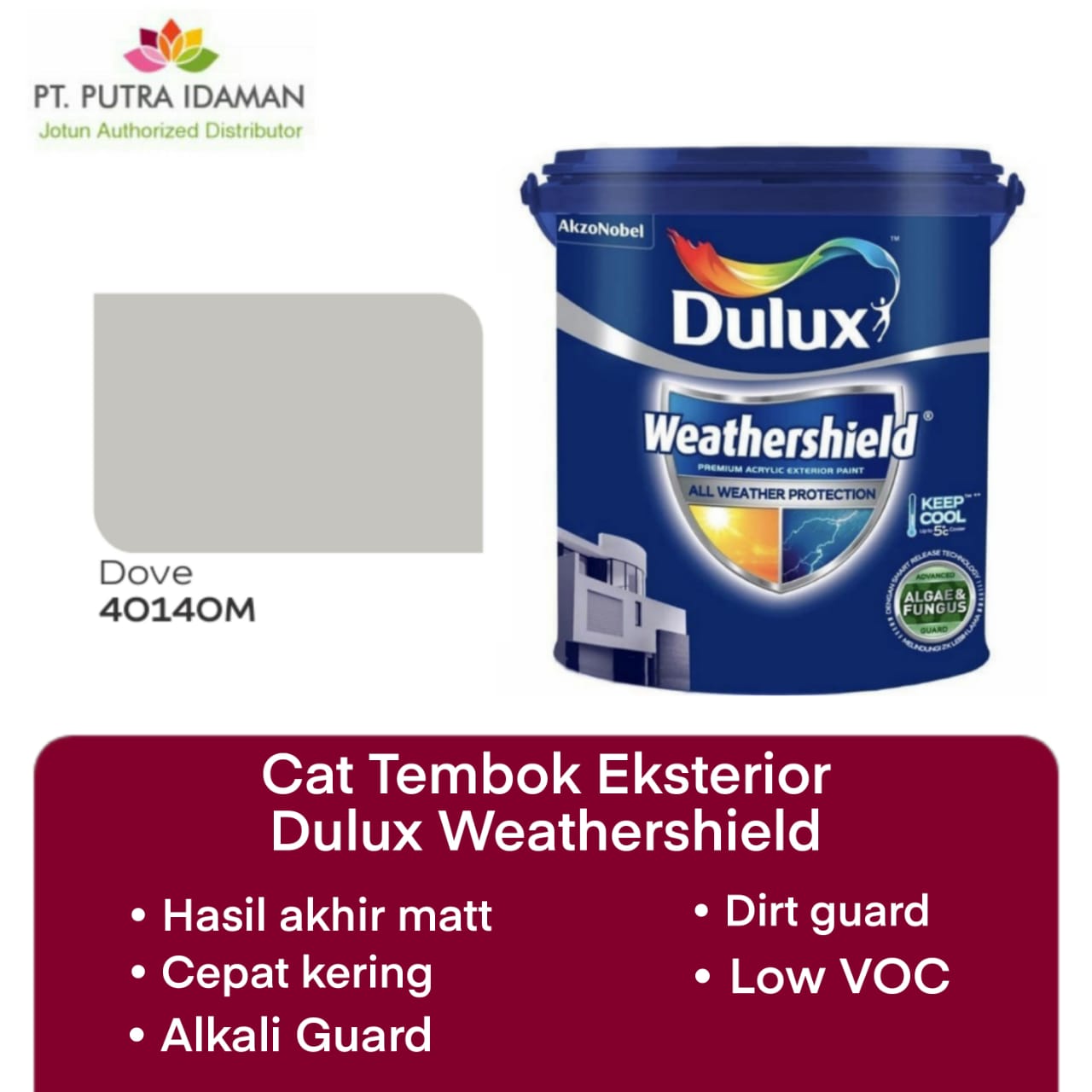 DULUX WEATHERSHIELD EXTERIOR - DOVE 40140M Tinting | Lazada Indonesia