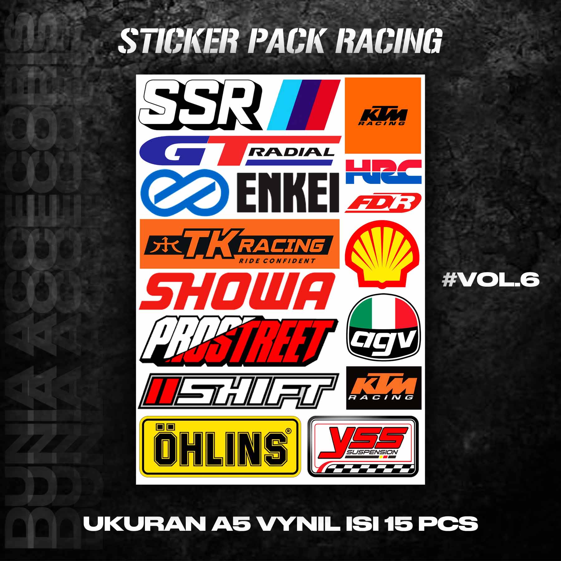 STICKER PACK SPONSOR RACING STIKER PACK VINYL VOL.6 ISI 15 PCS | Lazada ...