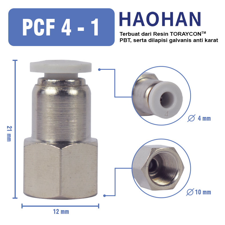 PCF Nepel Angin Fitting Pneumatic Lurus Female Selang | Lazada Indonesia