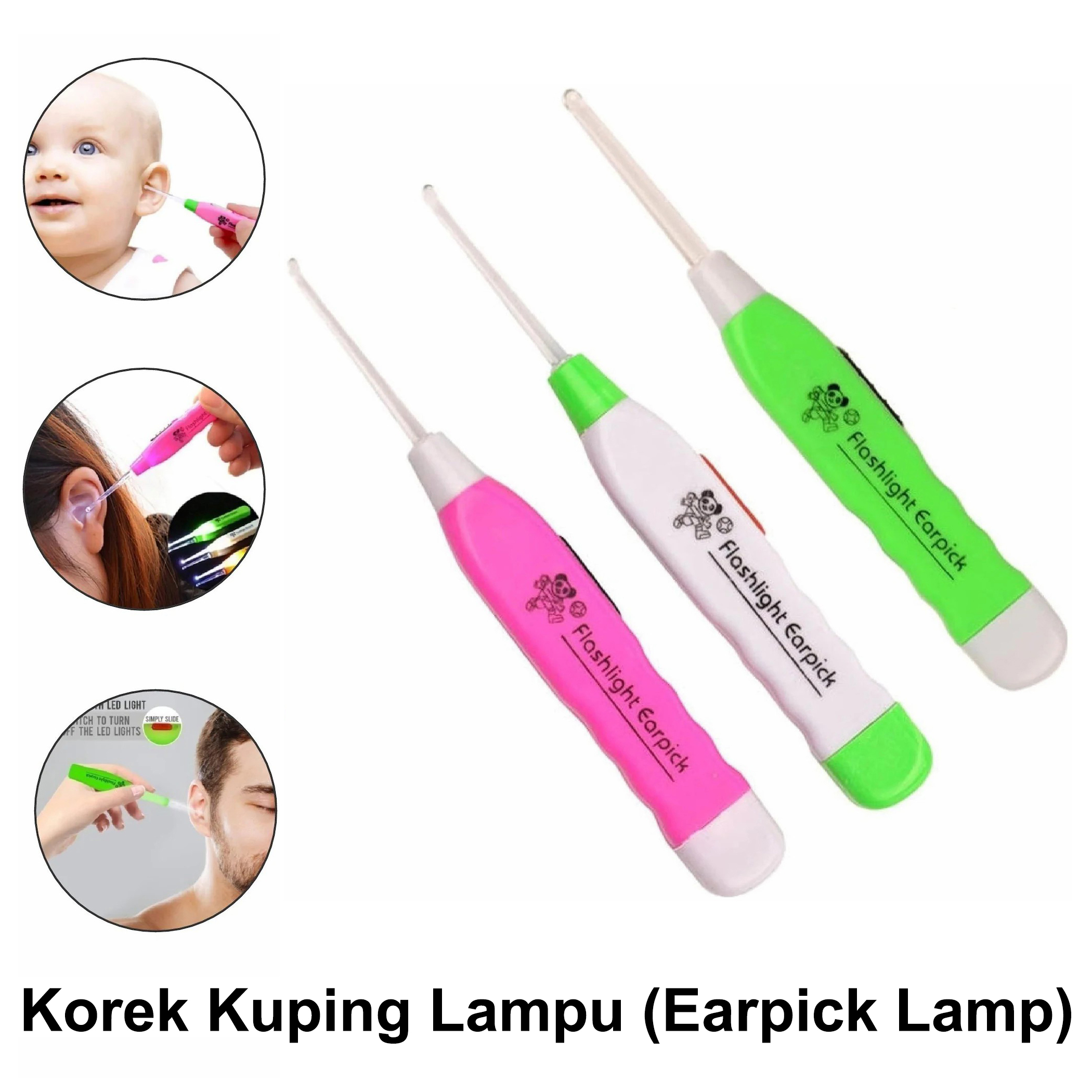 korek Kuping/earpick Telinga Lampu Led Karakter Cartoon Cute Senter ...