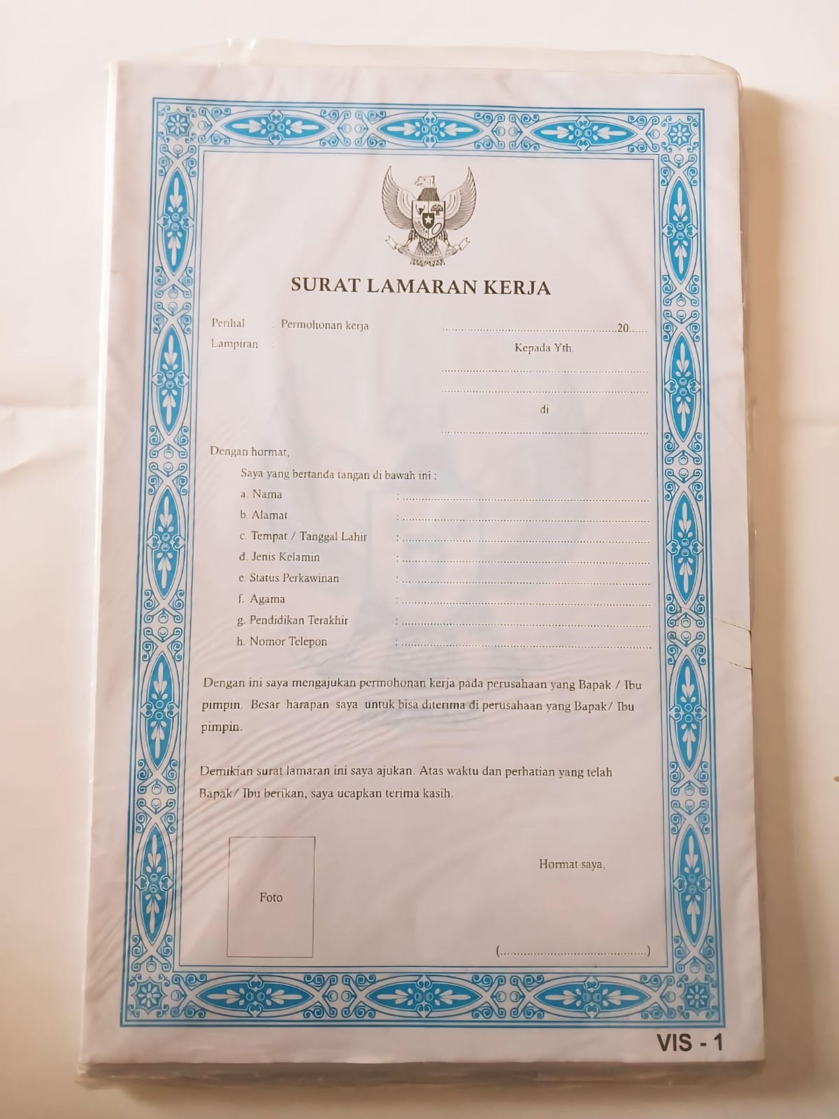 Surat Lamaran Kerja Form Blangko Lamaran Kerja Isi 100 Lembar | Lazada ...