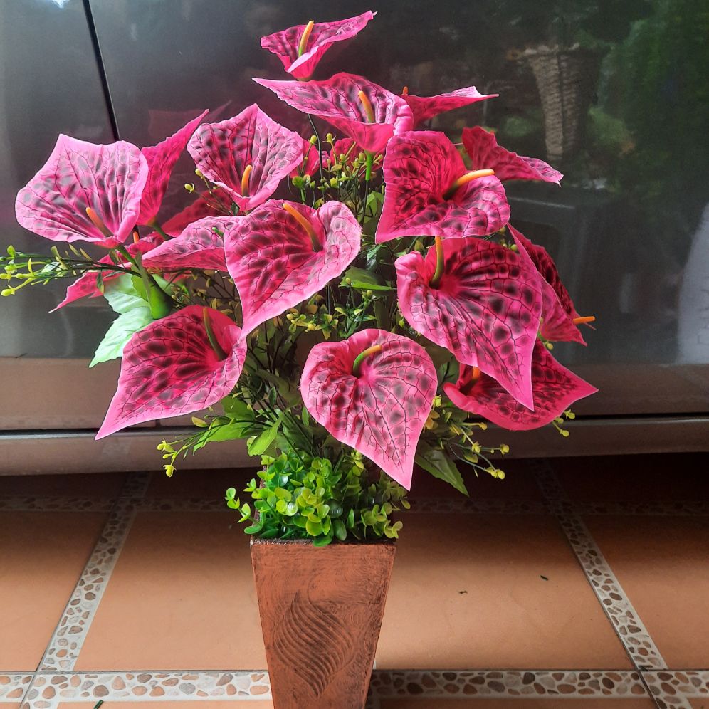 bunga anthurium /aron panda 24 kuntum bunga artificial bunga pojok ...
