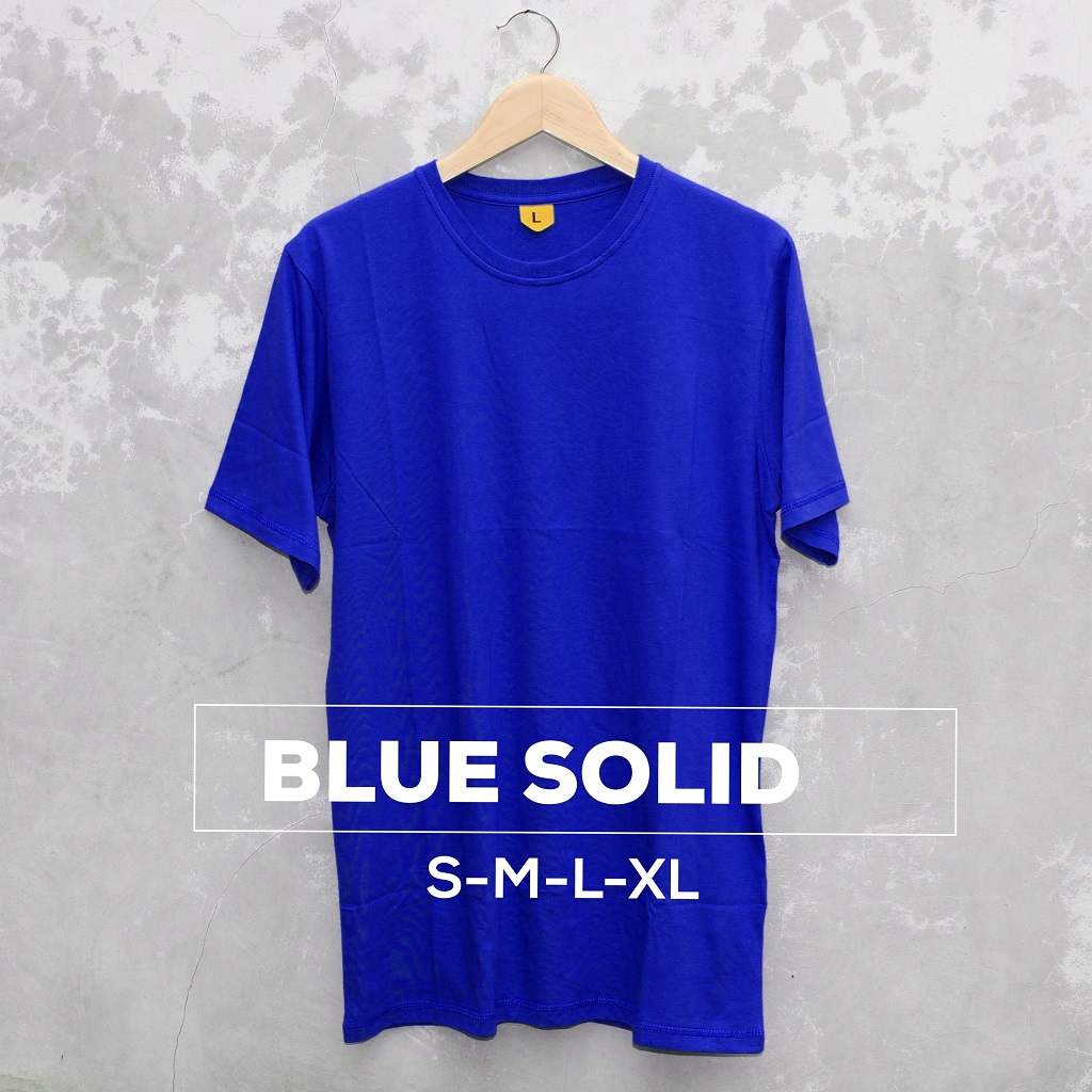 Kaos Polos Pria Wanita Warna Biru Solid Cotton Combed 30s Original ...