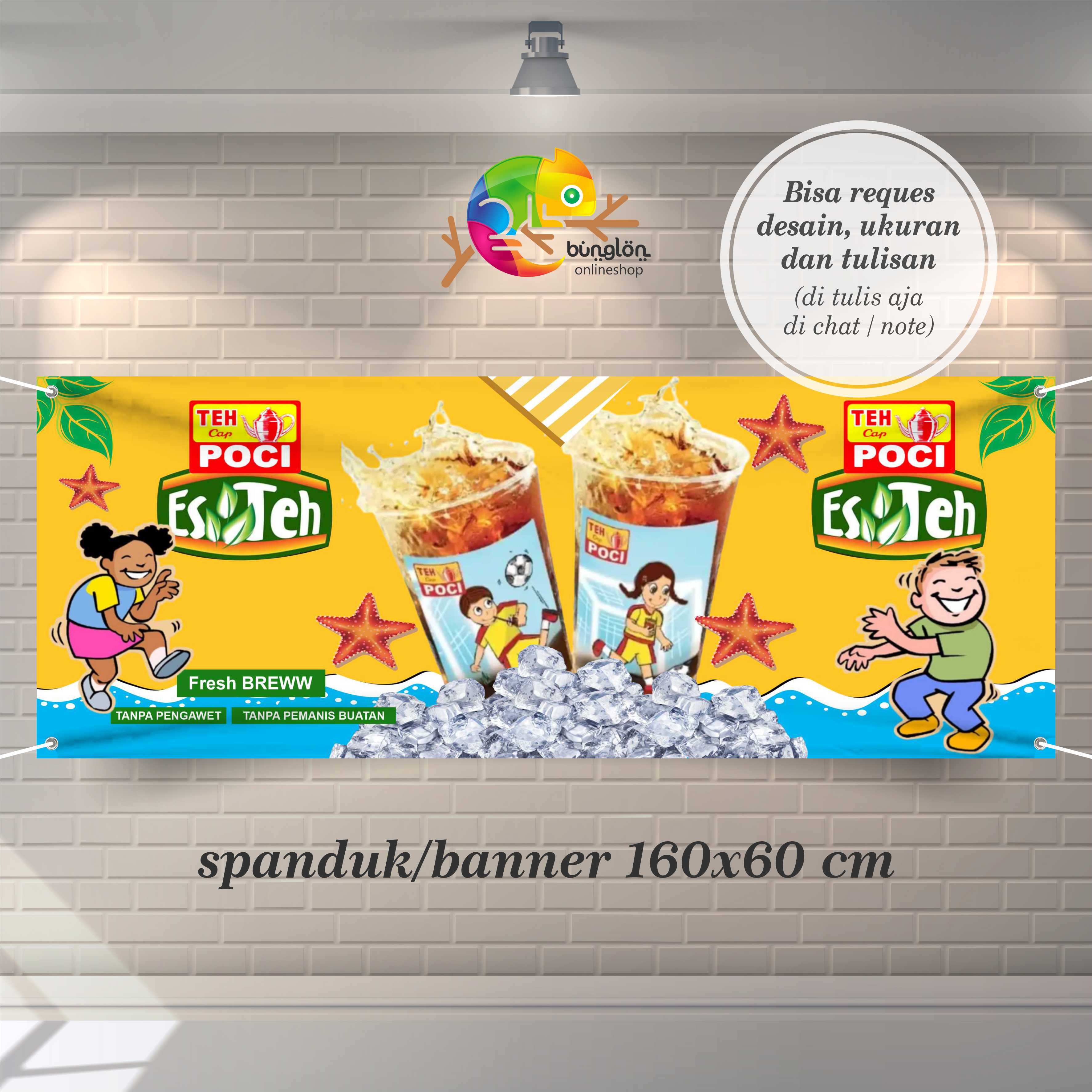 Size 160x60 Cm Spanduk, Banner Teh Poci Model Kartun Orang | Lazada ...