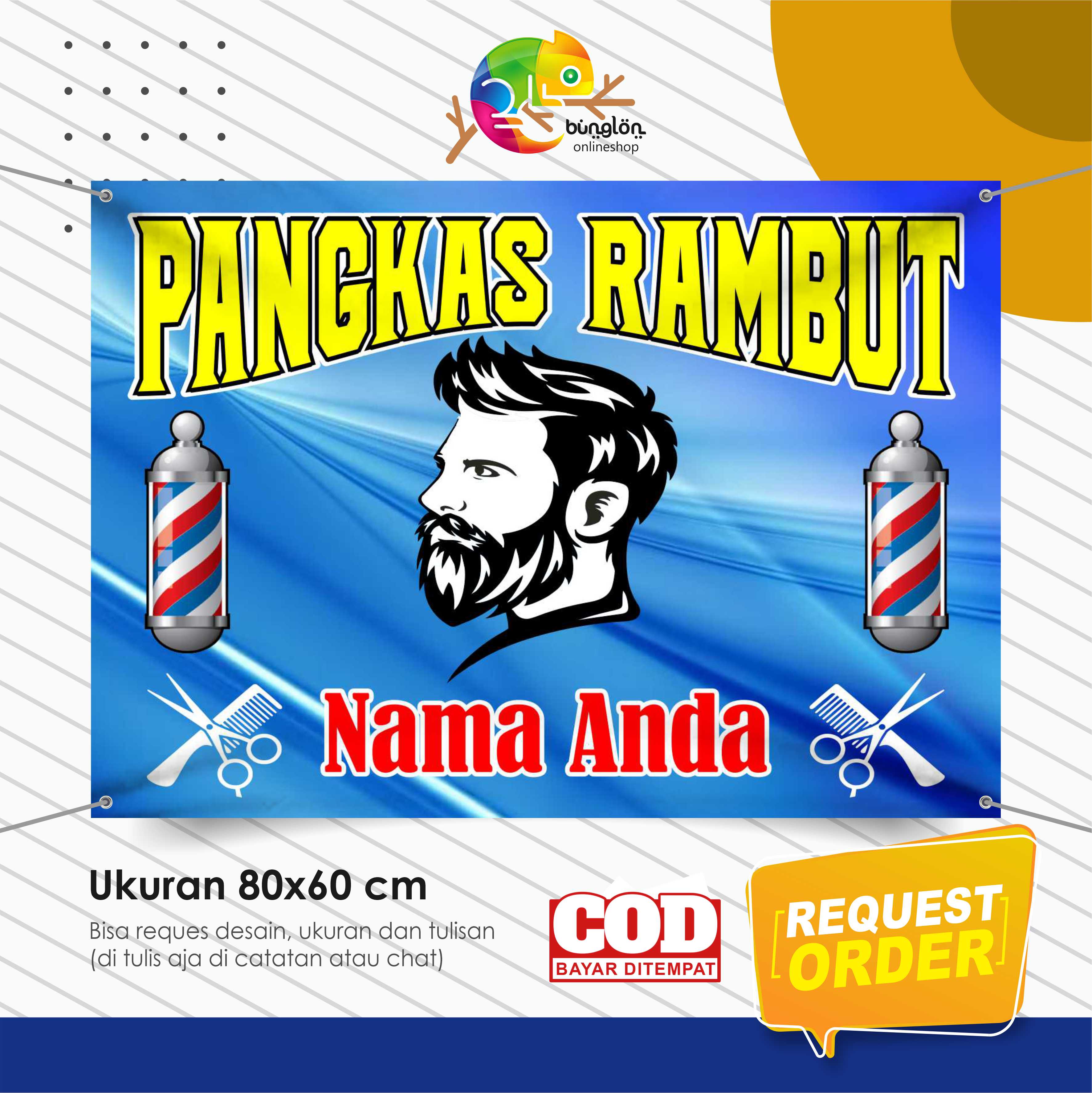 Spanduk, Banner Pangkas Rambut, Model Rambut Bisa Custom Nama Murah ...