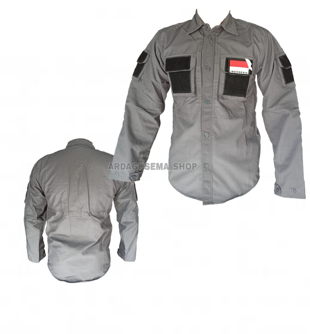 KEMEJA TACTICAL ABU-ABU/ BAJU PRIA TNI TANGAN PANJANG/ PAKAIAN MILITER ...