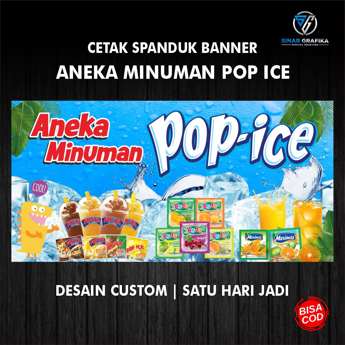 Spanduk Banner Aneka Minuman Pop Ice / Banner Jualan Aneka Minuman ...