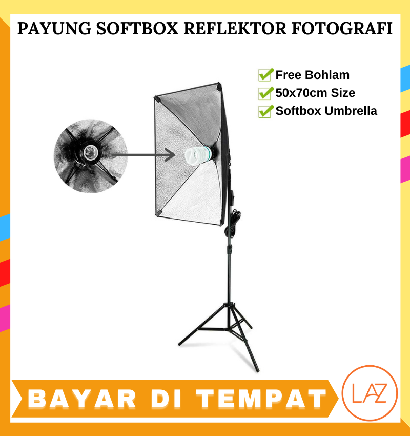 [COD - GARANSI] PAYUNG SOFTBOX REFLEKTOR FOTOGRAFI + BOHLAM - SB-MS-B5070 / Lampu Dan Stand ...