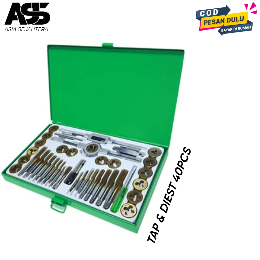 Tap And Die Set 40 Pcs Tap Dan Dies Senai Ulir Drat Baut Mur Snai Snay ...