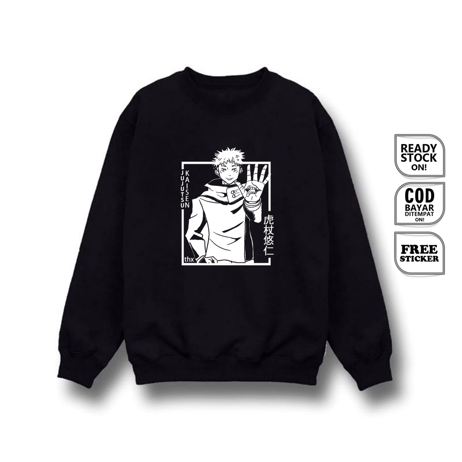 SWEATER CREWNECK ITADORI YUJI JUJUTSU KAISEN SATORU GOJO TOJI KENTO ...