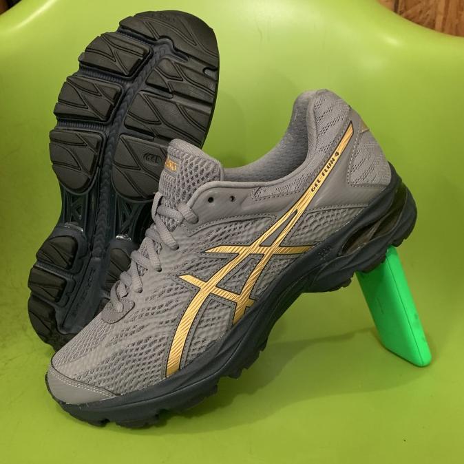 Sepatu ASICS GEL-FLUX 4 Volly RUNNING GREY Original Made in Indonesia ...