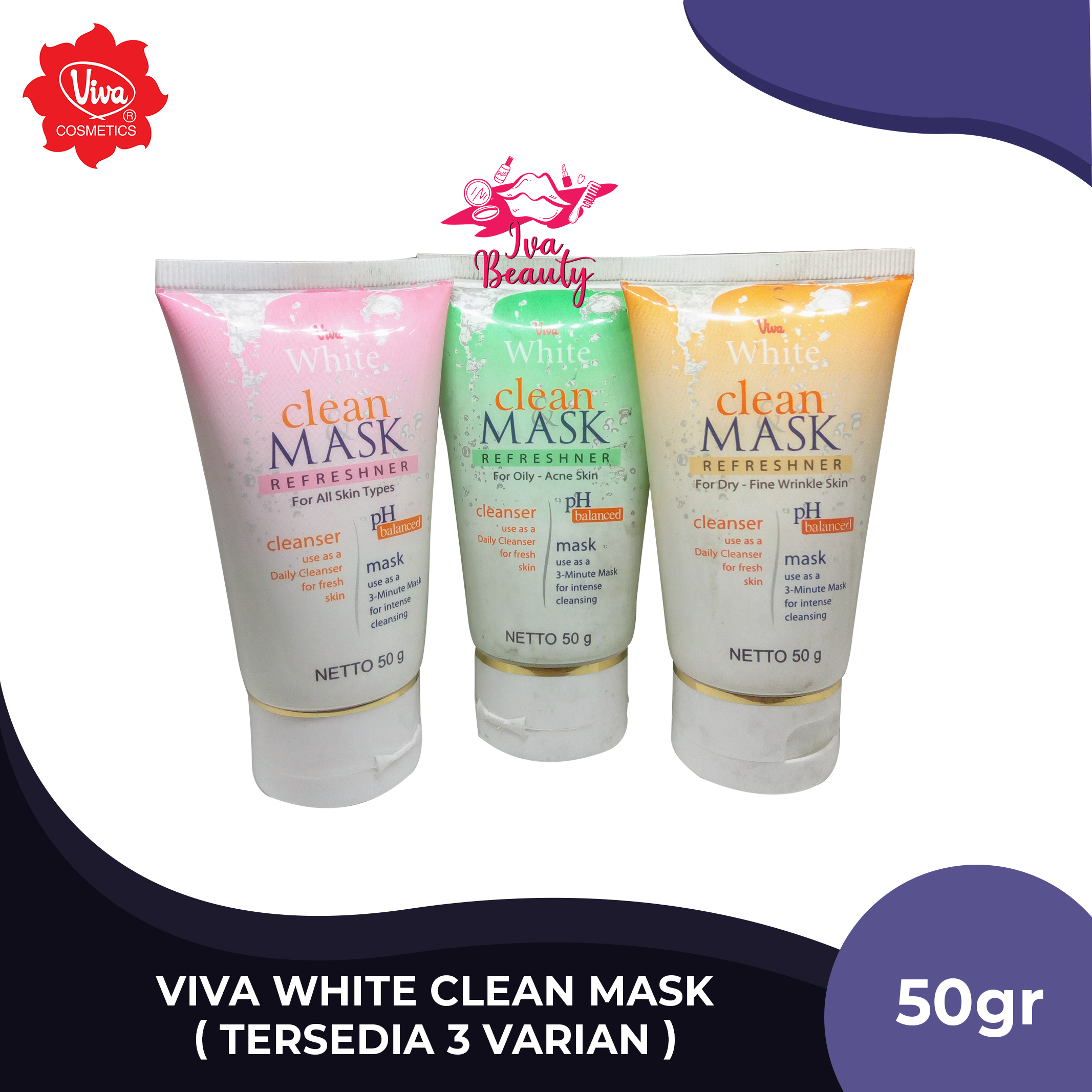 viva white clean & mask refreshner all varian 50gr original | Lazada ...