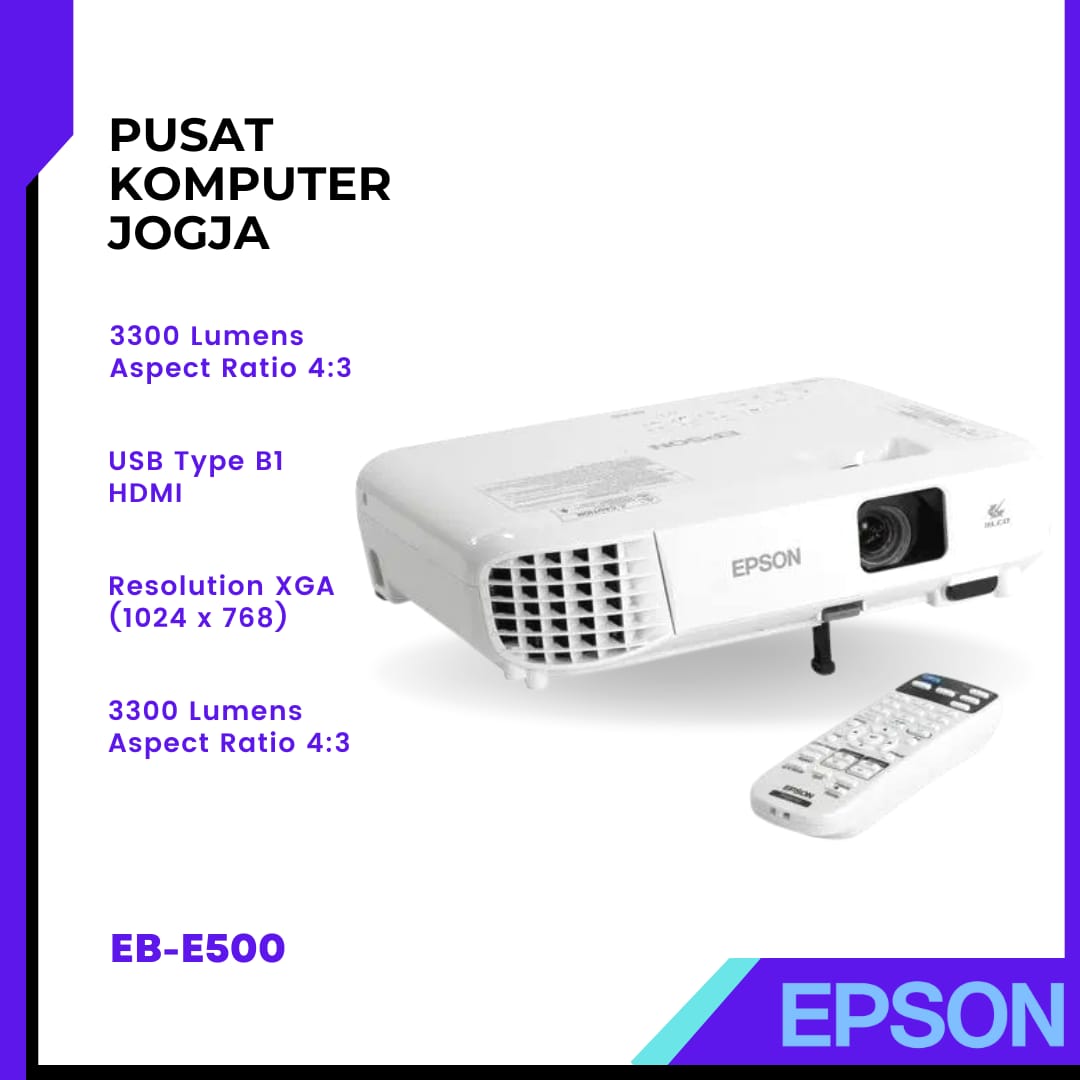 Proyektor EPSON EB E500 3800 LUMENS XGA HDMI projector new garansi resmi | Lazada Indonesia