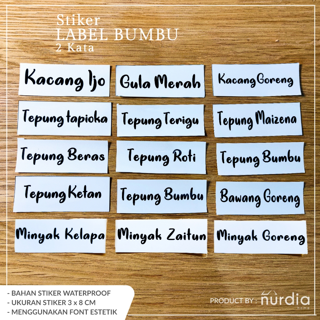 Stiker Label Bumbu Tahan Air (2 Kata) Tulisan Bumbu / Tulisan Tepung ...