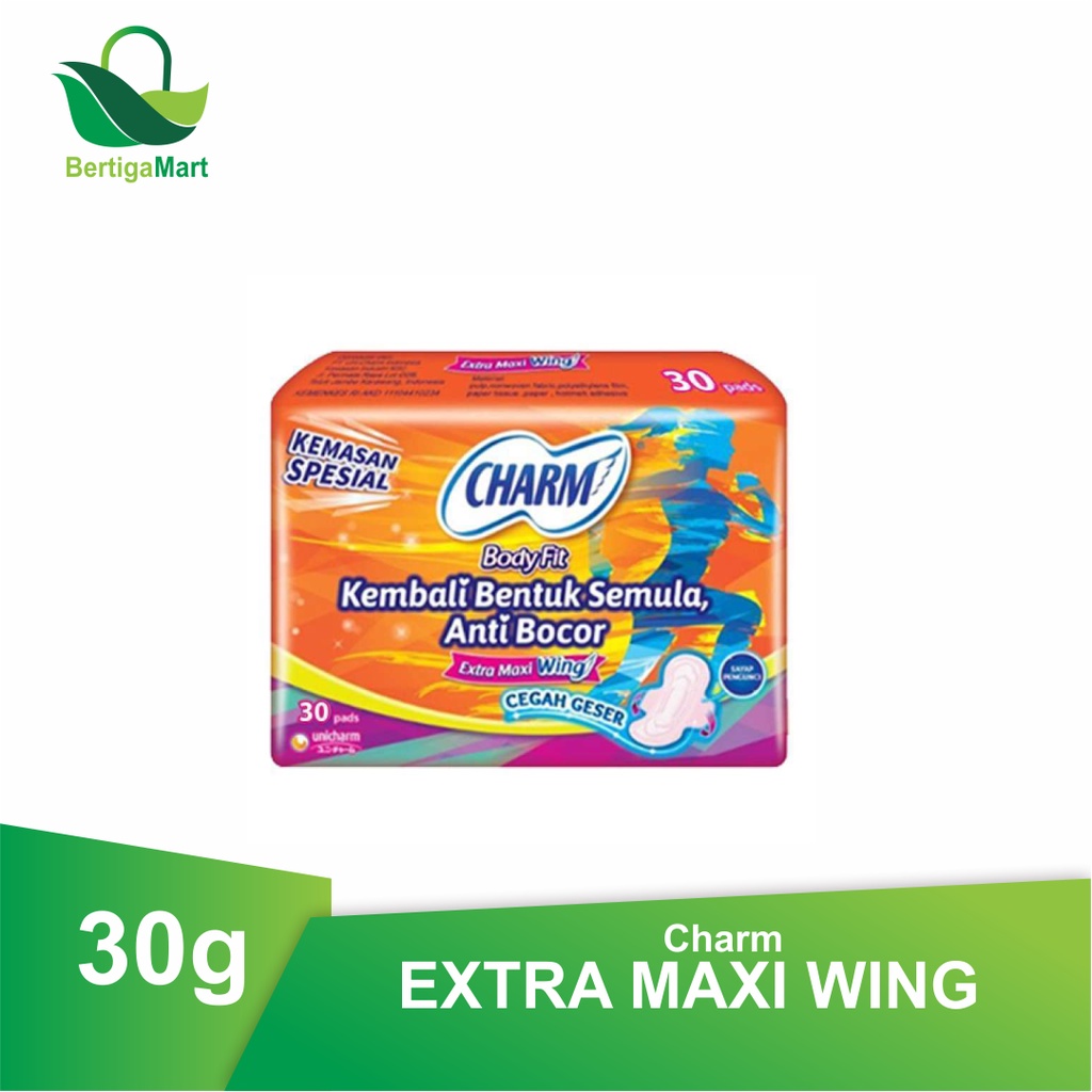Charm Pembalut Body Fit Extra Maxi 23cm Wing 30 pads | Lazada Indonesia