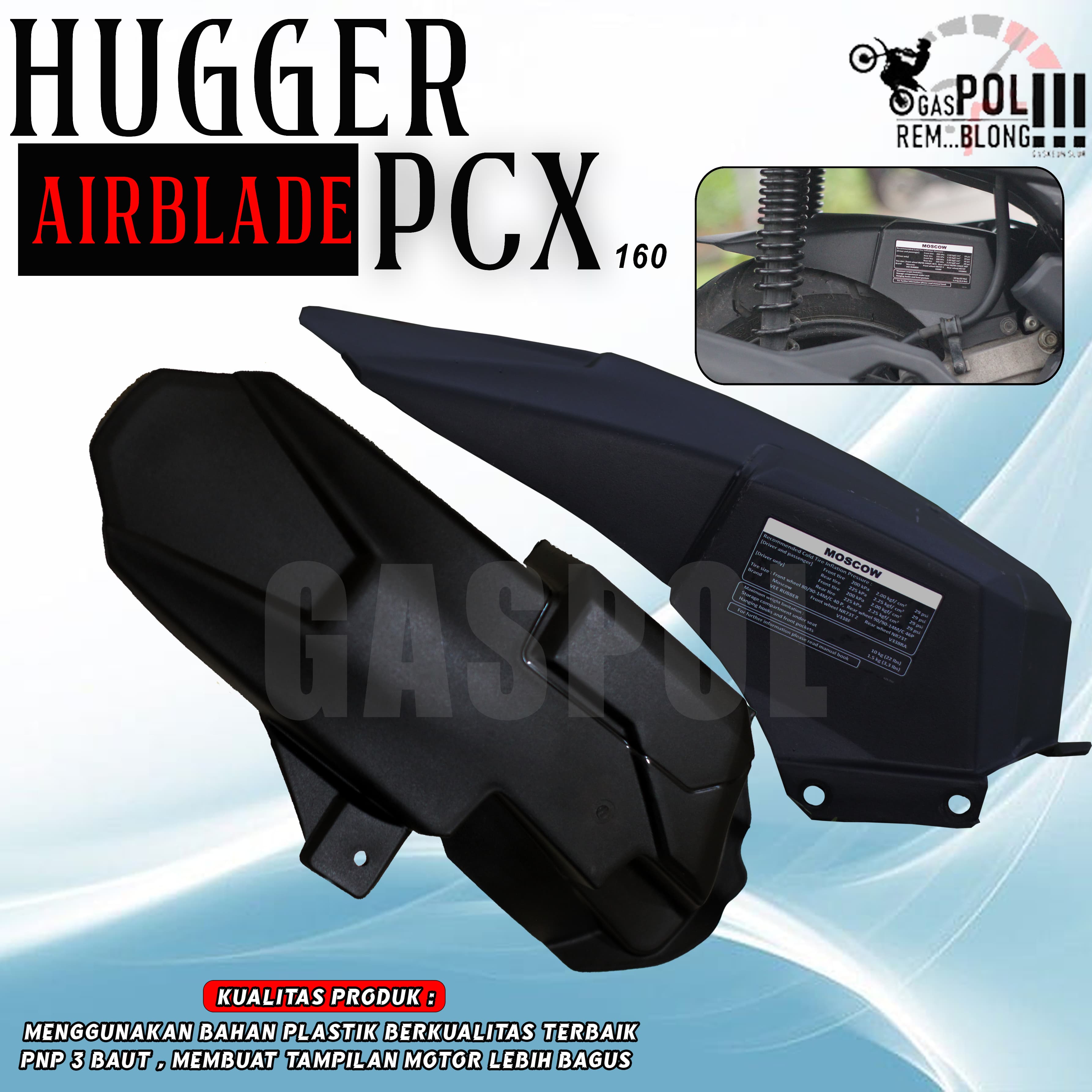 HUGGER AIRBLADE PCX 160 ADV SPAKBOR BELAKANG KOLONG HAGER HAGGER AIR BLADE PCX160 ADV160 FENDER ...