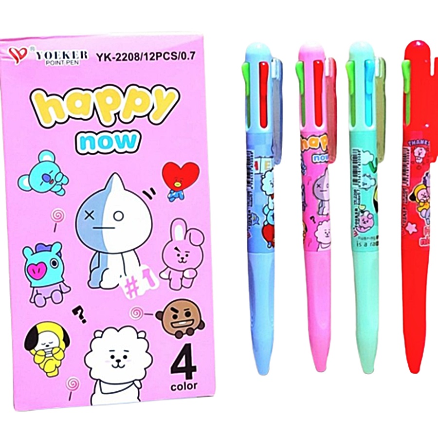1 PACK 1 LUSIN Pulpen 4 Warna BTS 2208 Yoeker Gel Pen | Lazada Indonesia