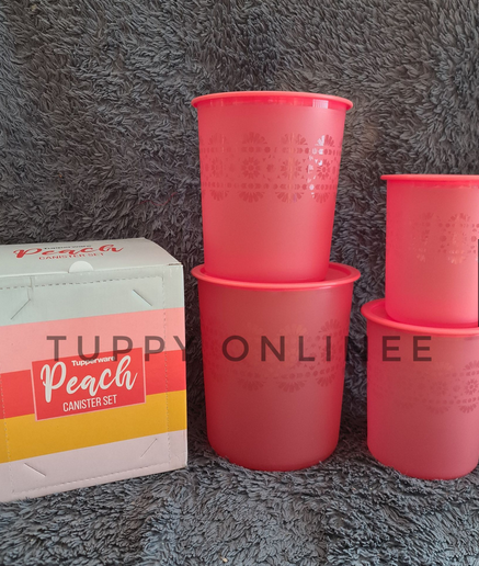 April Ramadhan Mosaic Canister Peach Tupperware (4) with Box - Toples ...