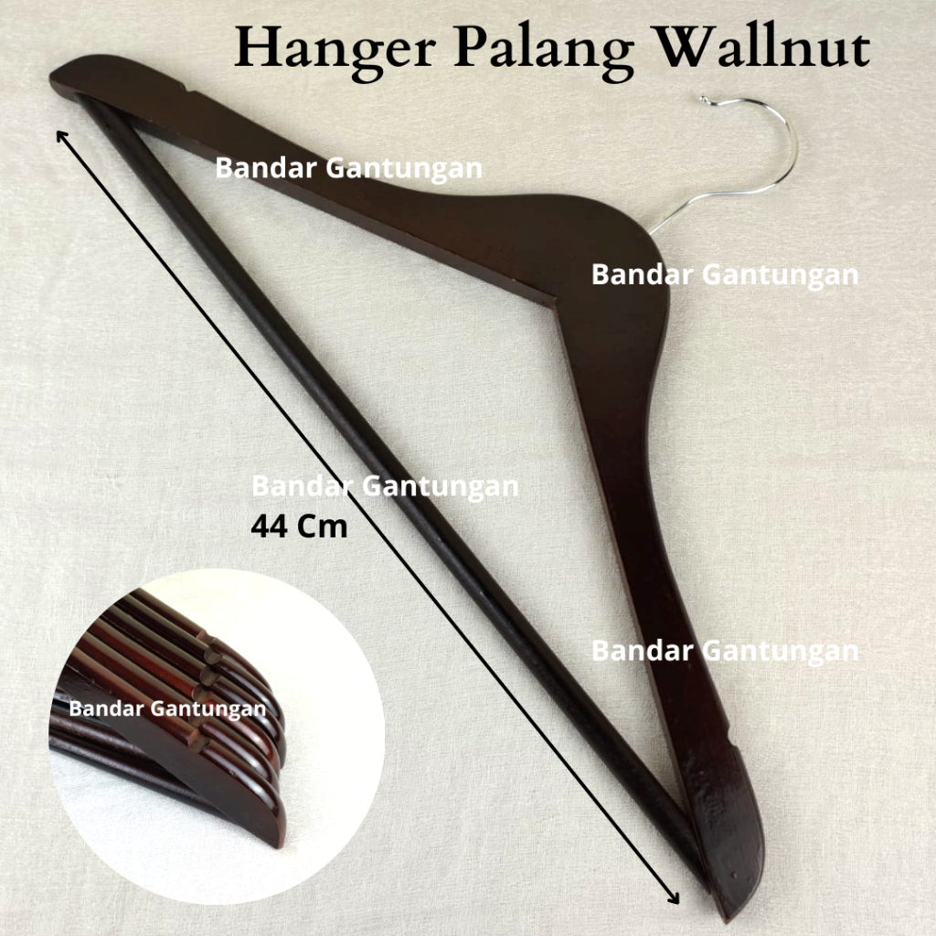 Hanger Kayu Wood Palang Wallnut Coklat Tua/Gantungan Baju Kayu Coklat ...