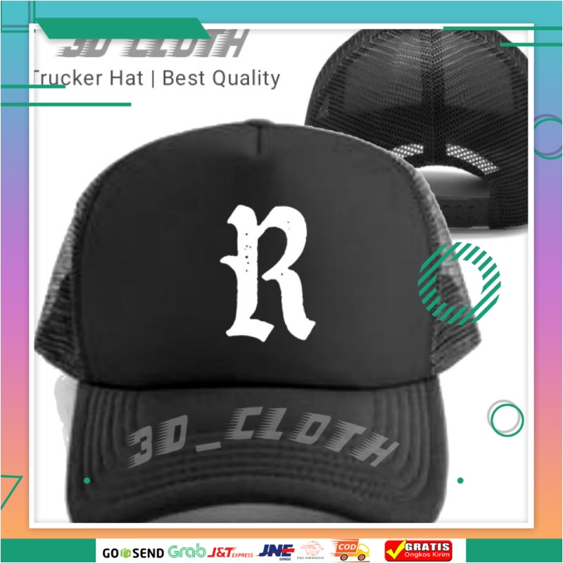 Topi R Trucker Jaring - Topi Inisial Huruf R | Lazada Indonesia