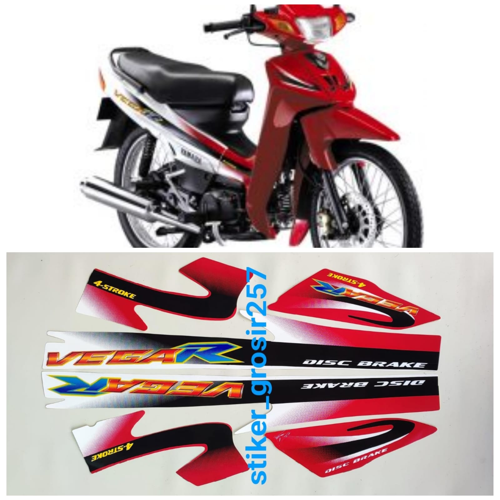 STIKER STRIPING LIS BODY VEGA R LAMA TAHUN 2002 2003 WARNA PUTIH MERAH ...