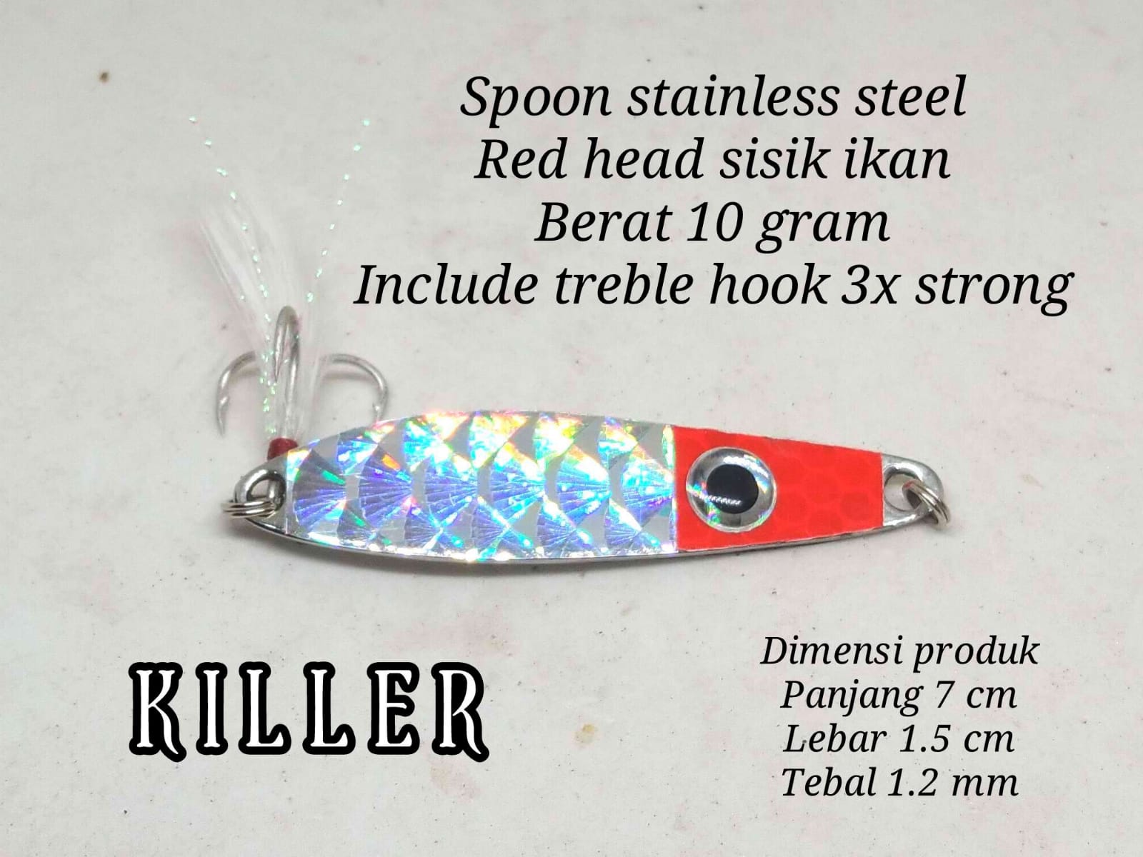spoon umpan pancing type S 10 gram motif sisik ikan red head | Lazada ...