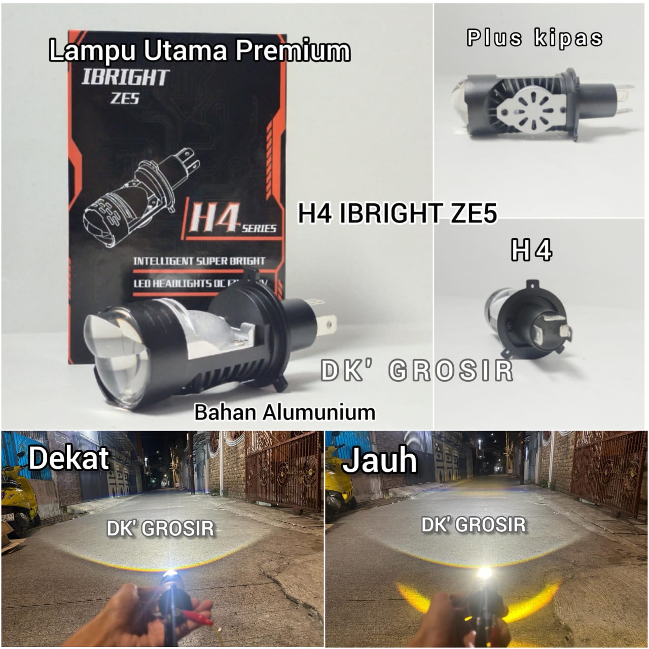 IBRIGHT ZE5 - Lampu Utama LED H4 Premium Series high low AC DC plus ...