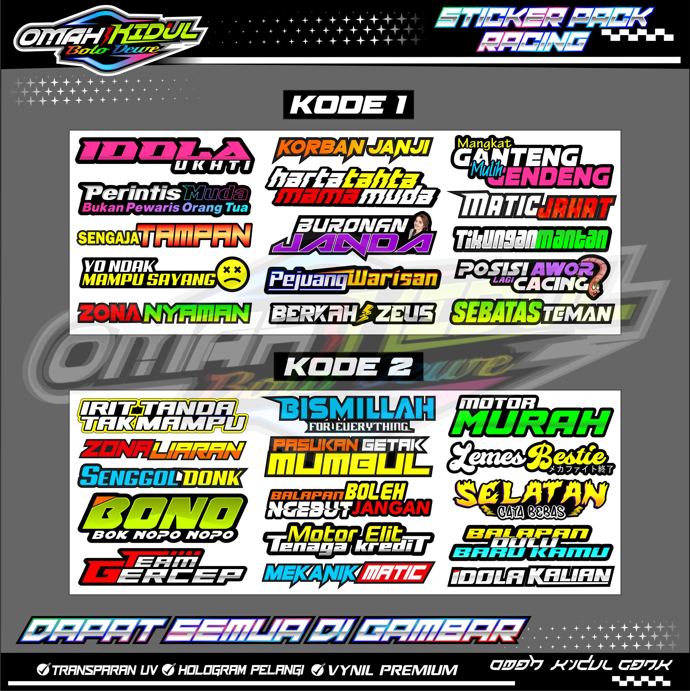 STICKER PACK KATA KATA VIRAL / STICKER KATA KATA TERBARU / STICKER HELM ...