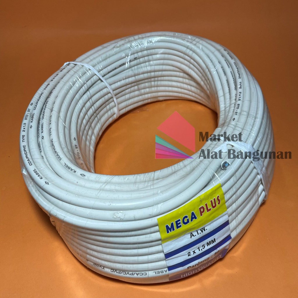 (PER 5 METER) Kabel NYM Tembaga 2 x 1,5 MM MEGA PLUS / Kabel Listrik Eceran 2 x 1 1/2 Per ...