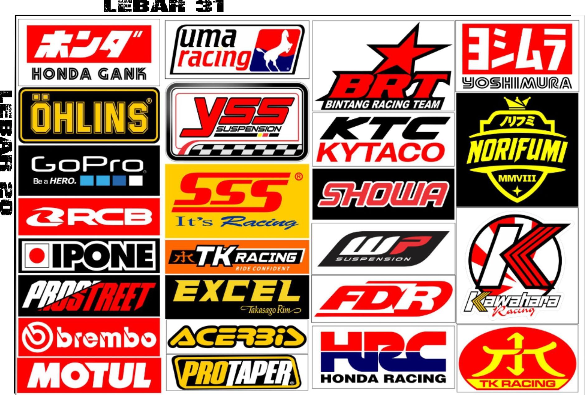 STICKER LOGO SPONSOR MOTOR VAREASI BRT PROSPEED RCB | Lazada Indonesia