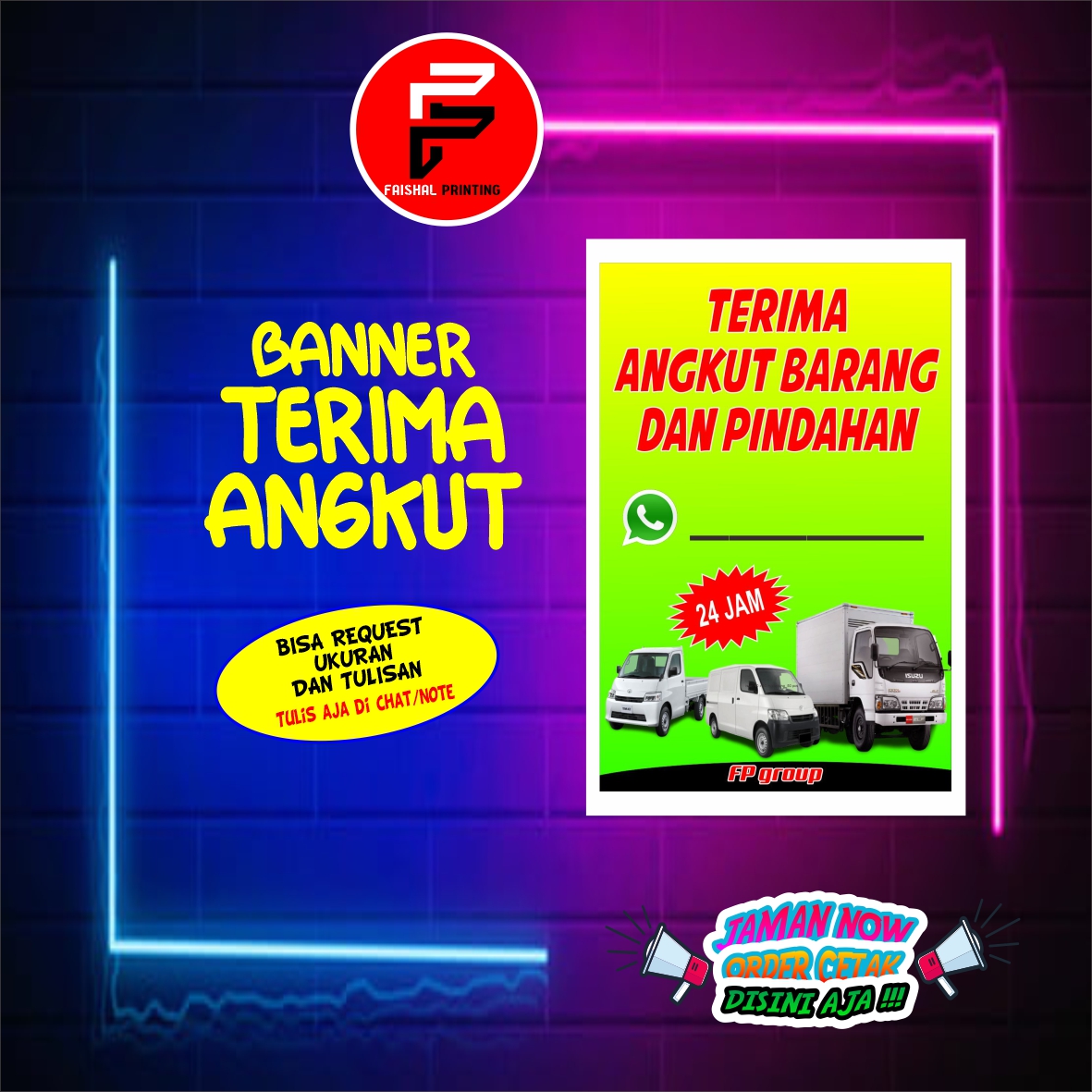Banner Terima Angkut Barang / Spanduk Custom Ukuran 50 x 100 cm ...