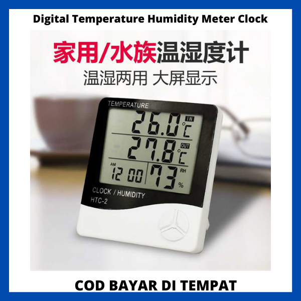 Digital Temperature Humidity Meter Clock Alarm Calender / Alat Ukur ...