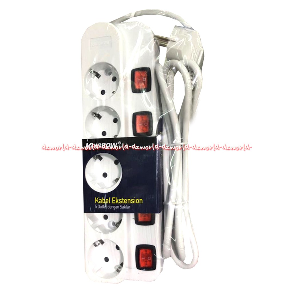 Krisbow Extension Socket 5 Lubang Kabel Sambungan Colokan 5 Putih White ...