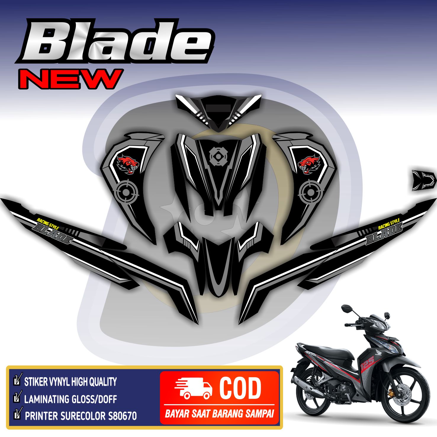 Decal Blade New 110 125 Fullbody Striping Blade New Stiker Honda Blade ...