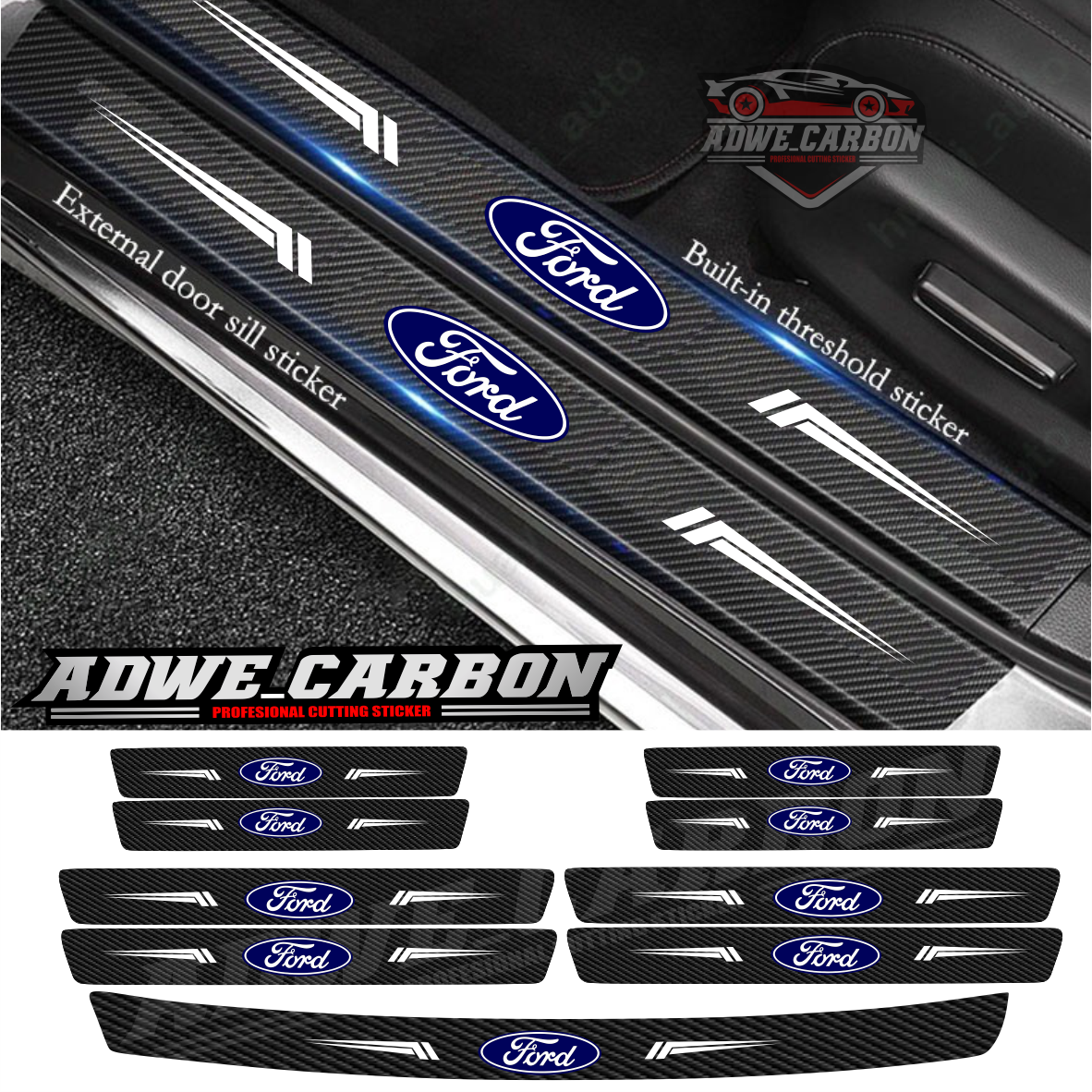 stiker mobil ford sticker karbon 3d sill plate ford ranger fiesta ...