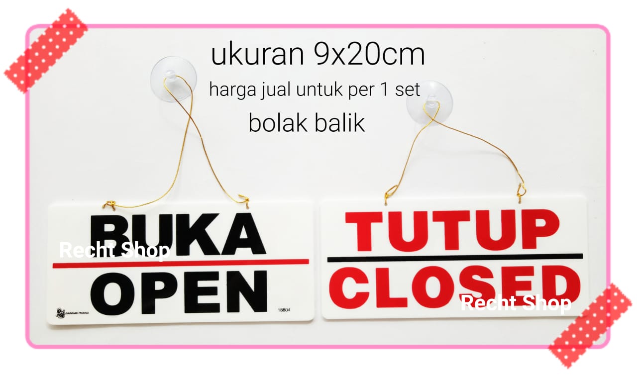 sign board sign label acrylic akrilik papan petunjuk BUKA TUTUP OPEN ...