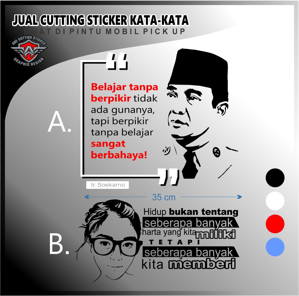 Jual sticker kata-kata bung karno || kata-kata cewek buat di kaca pintu ...