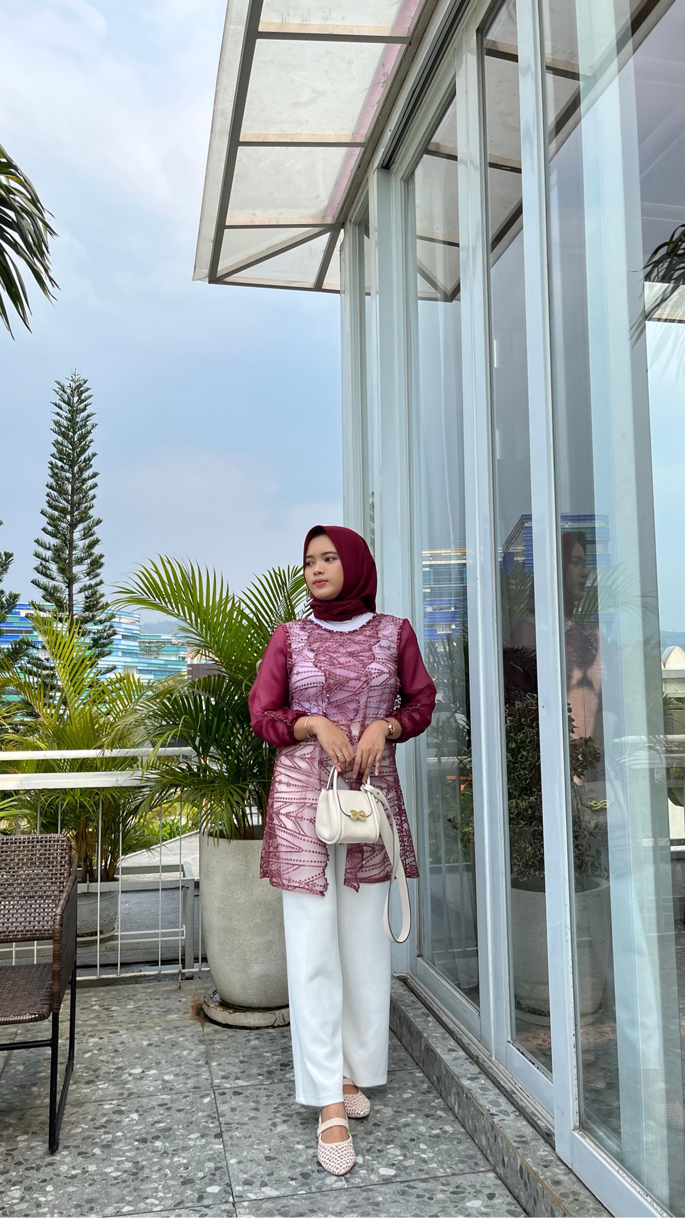 Zize Outer Brokat Organza Full Payet / Tunik Brukat / Tunik SIlang ...