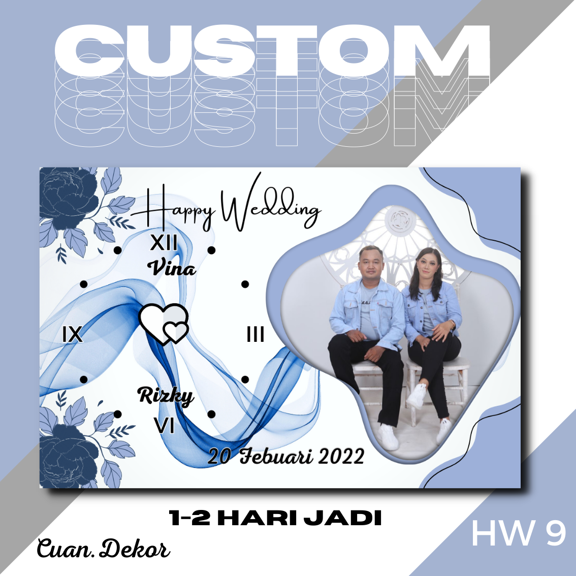 JAM DINDING CUSTOM FOTO PERNIKAHAN HADIAH WEDDING ANNIVERSARRY CUSTOM ...