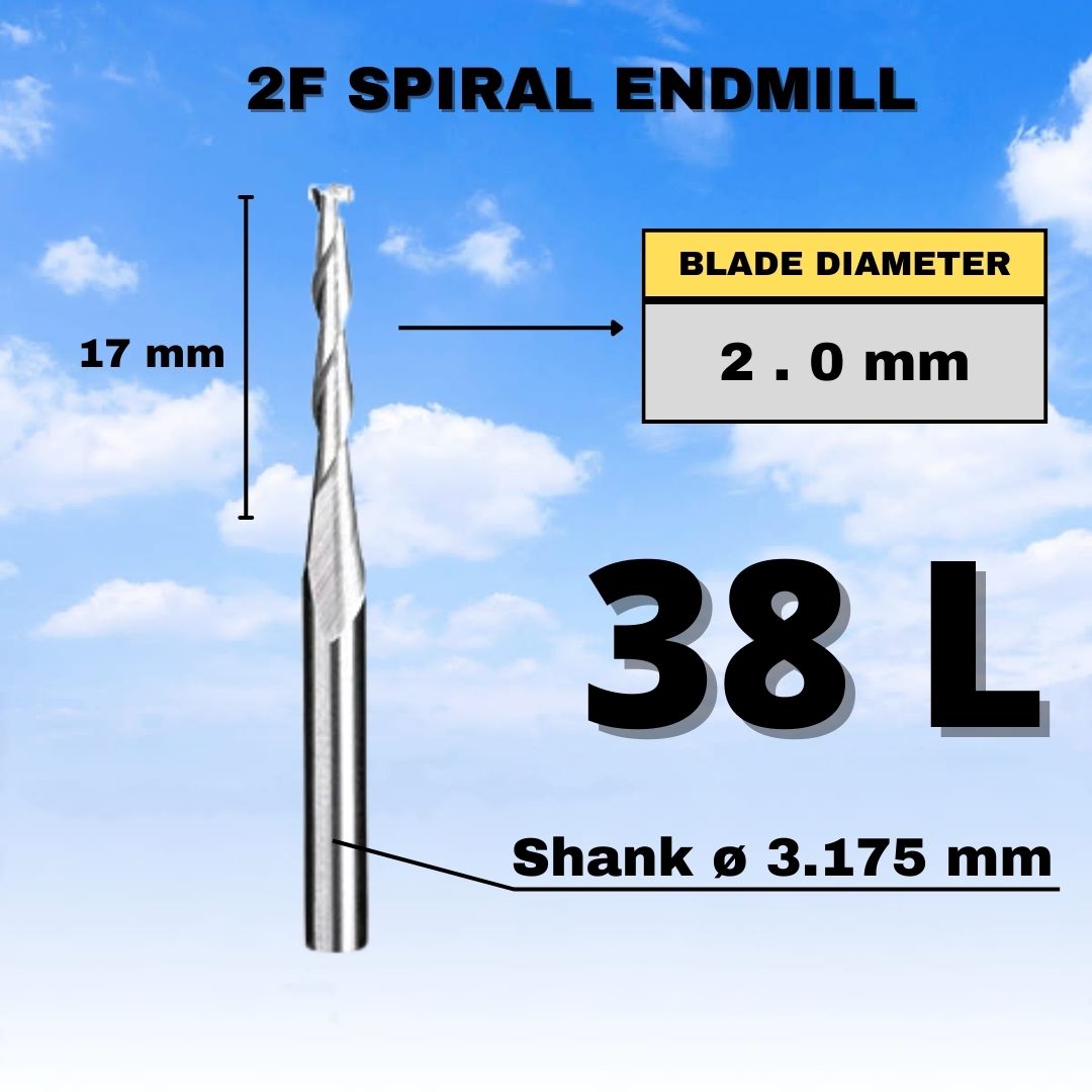end Mill 2 flute spiral 2mm endmill router cnc acrylic kayu aluminium ...