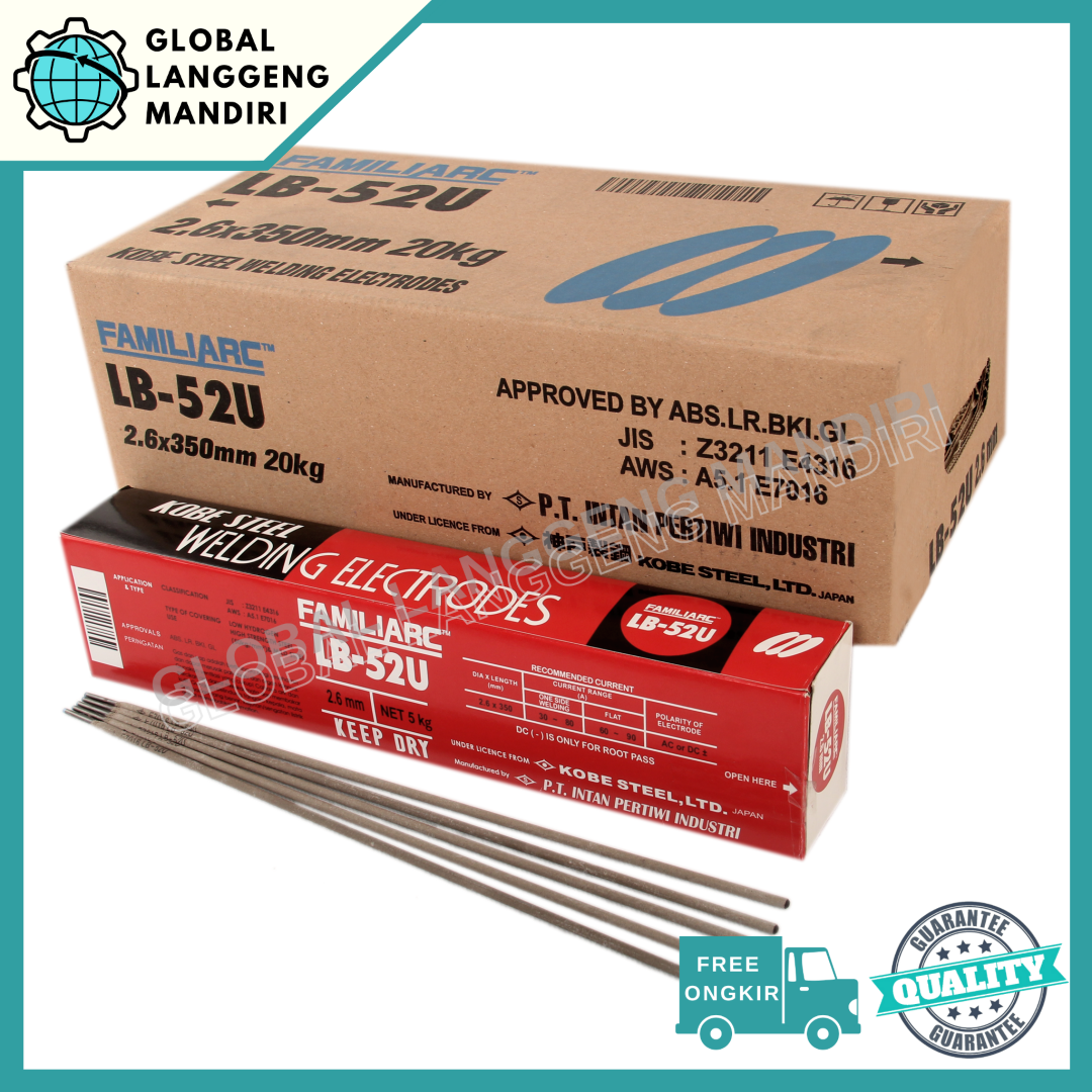 KAWAT LAS LB52U 2.6MM (5KG) / KAWAT LAS STICK LB 52U 2.6 MM STEEL KOBE ...