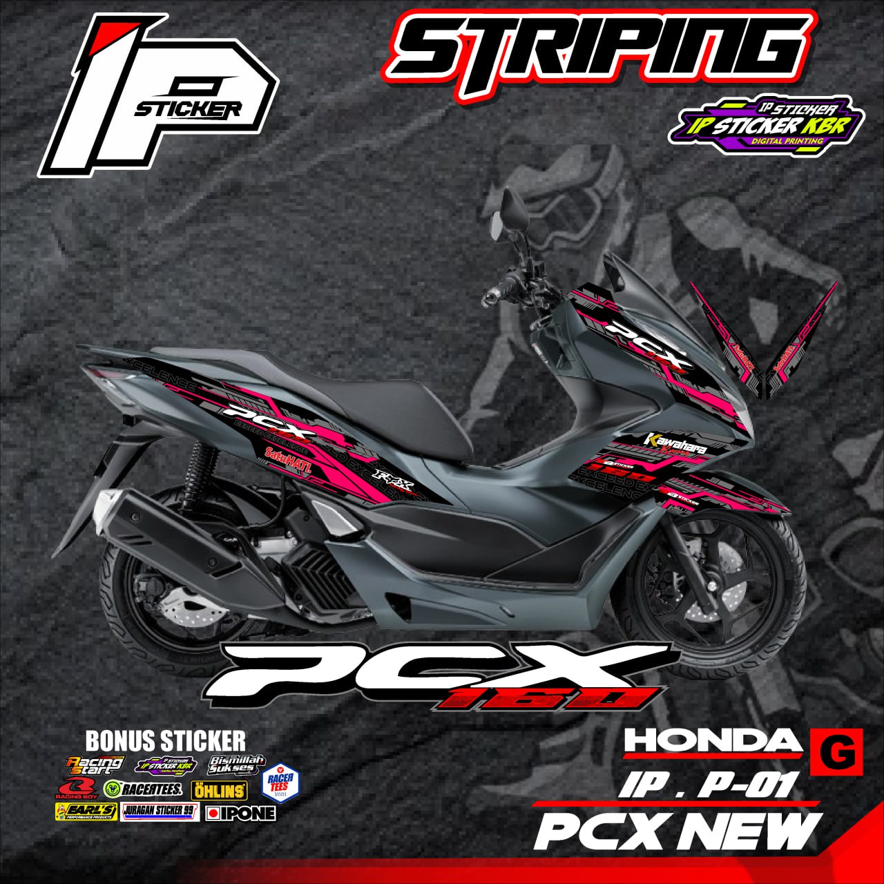 (cod) striping PCX NEW/PCX 160 - sticker striping variasi list honda ...
