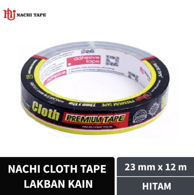 CLOTH TAPE LAKBAN KAIN LINEN HITAM NACHI 1 / 1,5 / 2 / 3 inch X 12 ...
