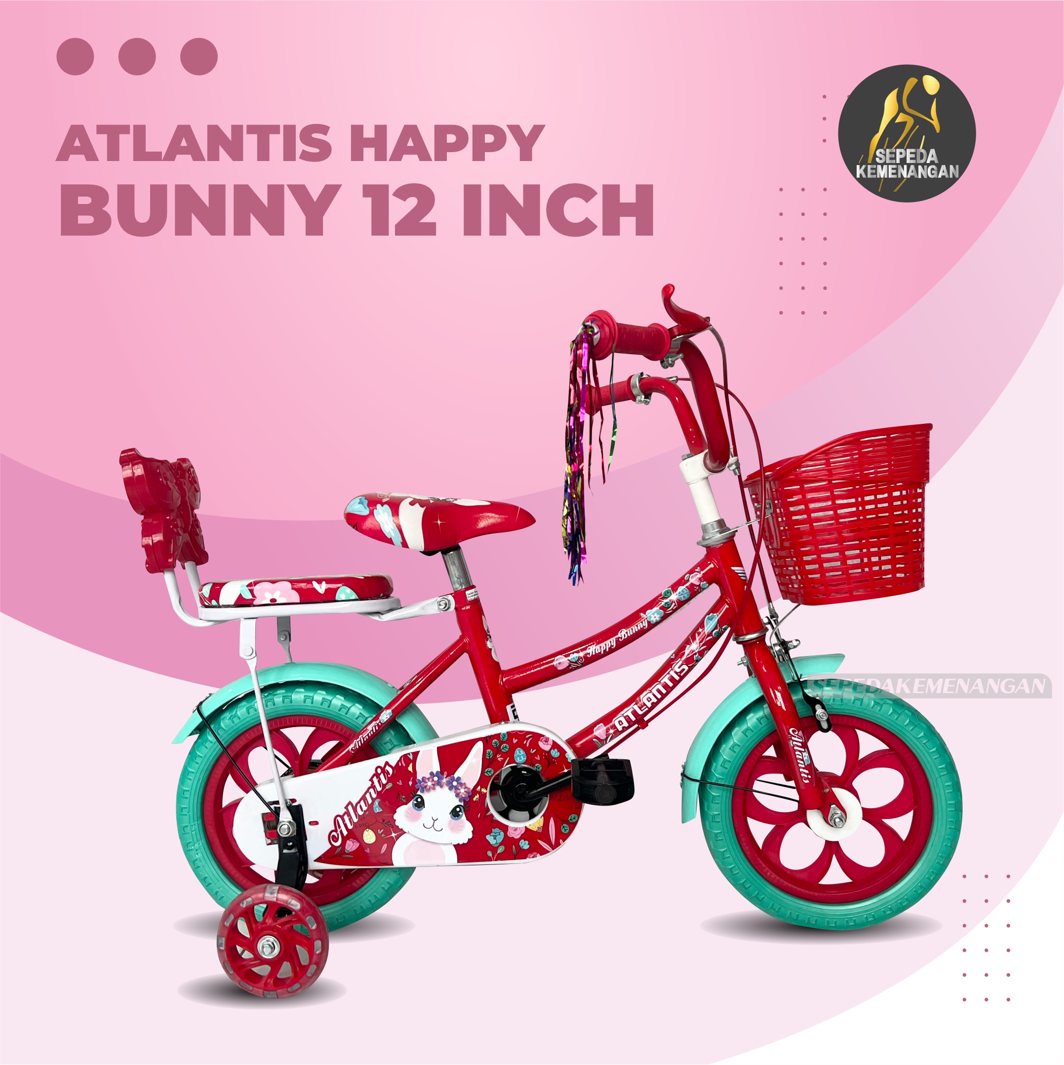 SEPEDA ANAK MINI BAN EVA ATLANTIS HAPPY BUNNY UKURAN 12 INCH | Lazada ...