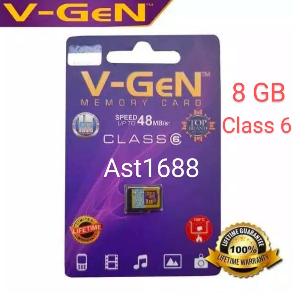 Memori Vgen 8GB Micro SD Class 6 / Mmc V-Gen Original 100% Garansi ...