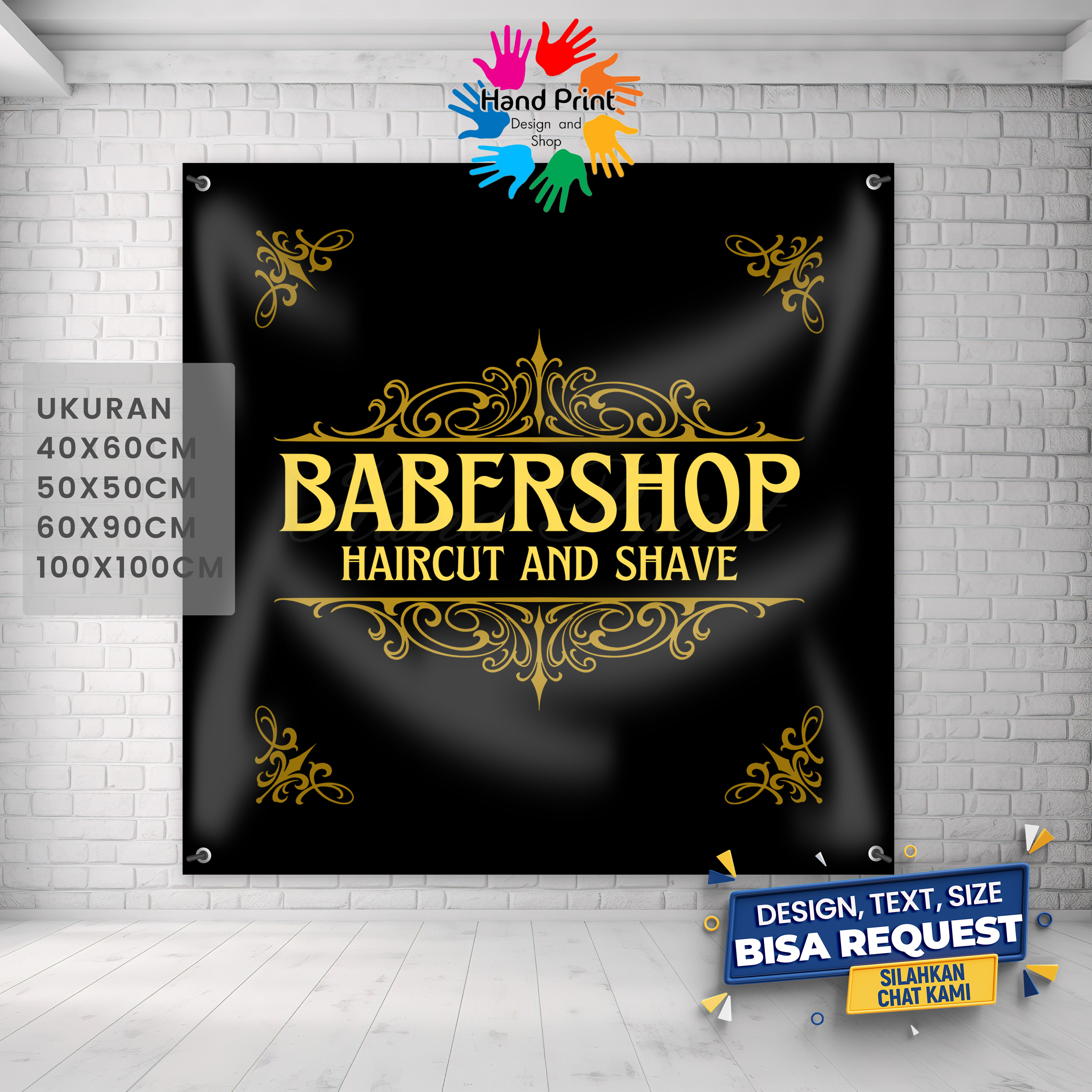 Spanduk Banner MMT Vintage Barbershop Pangkas Rambut Cukur Rambut ...