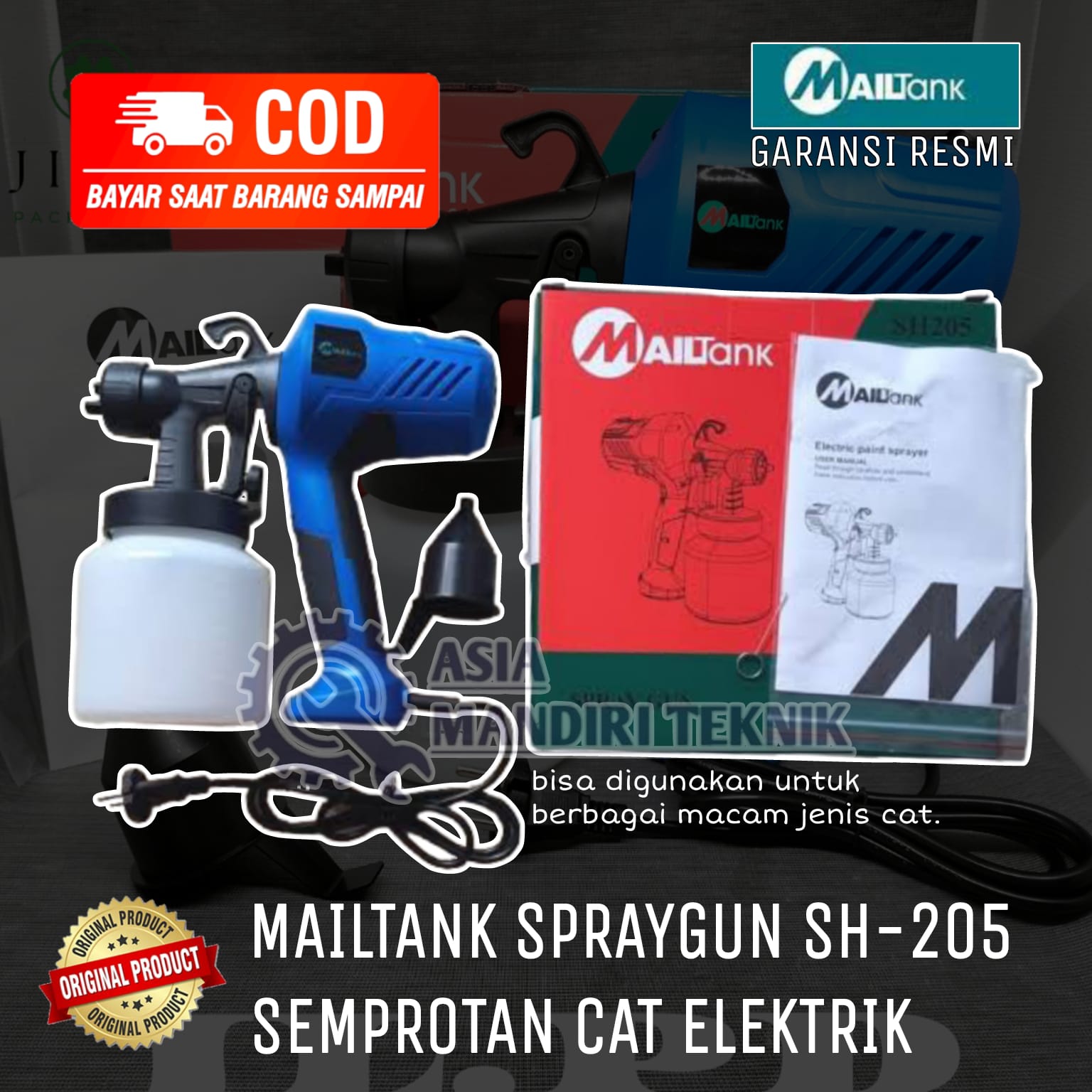 Electric Spray Gun 1000ML Cordless Baterai lithium Alat Semprotan Cat ...